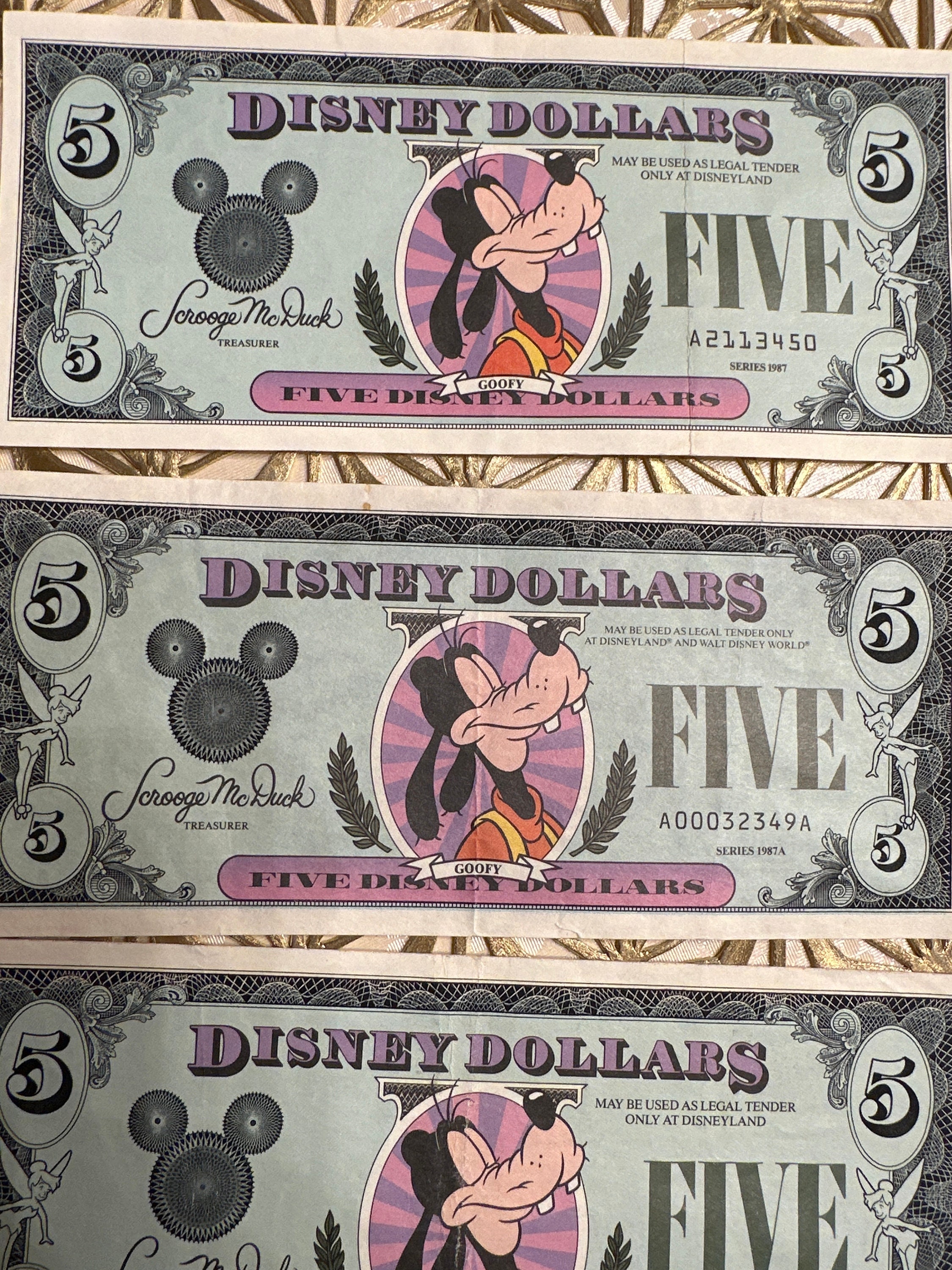 Disney Dollars 5 Five Goofy 1987 - Etsy