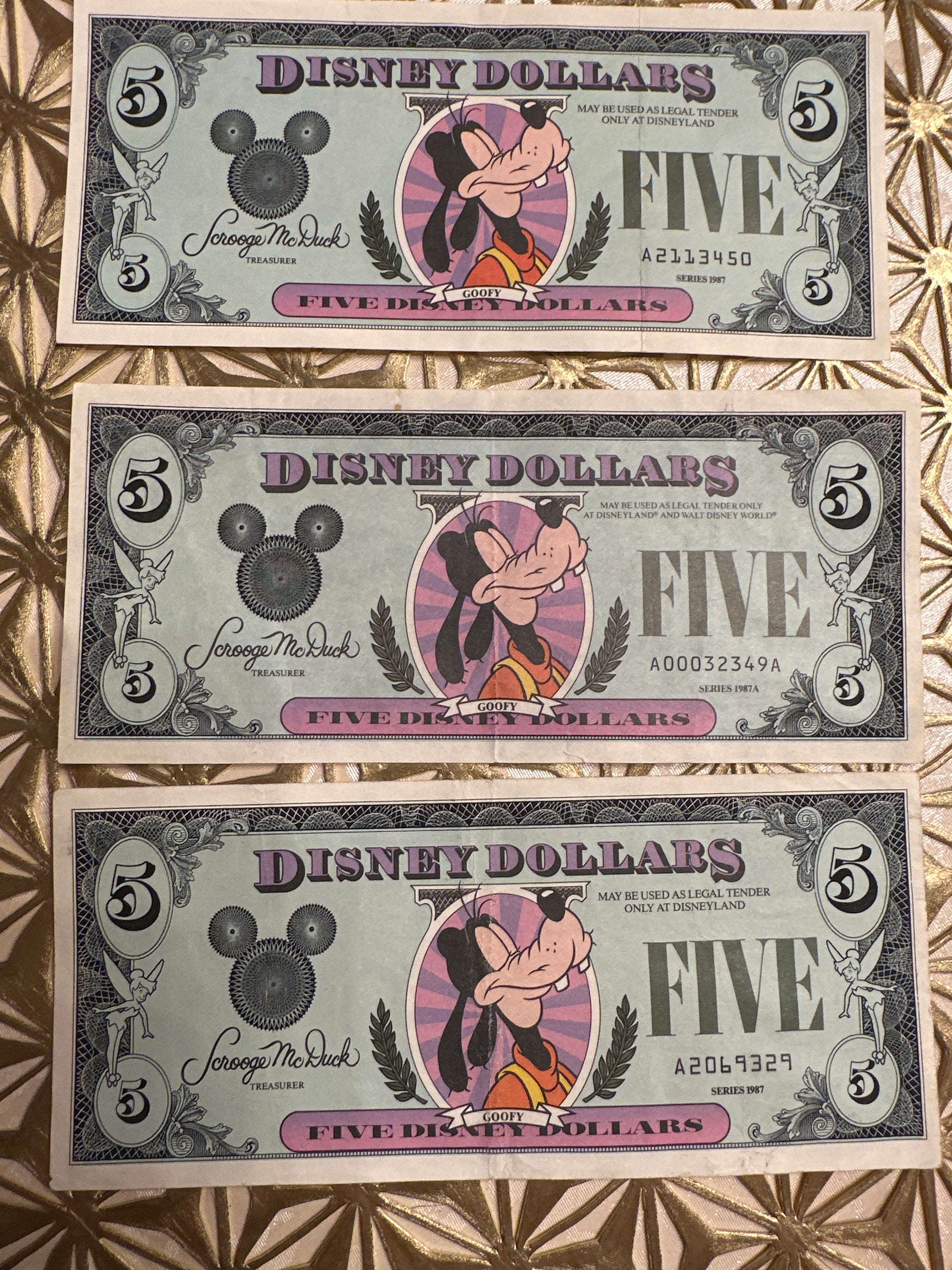 Disney Dollars 5 Five Goofy 1987 - Etsy