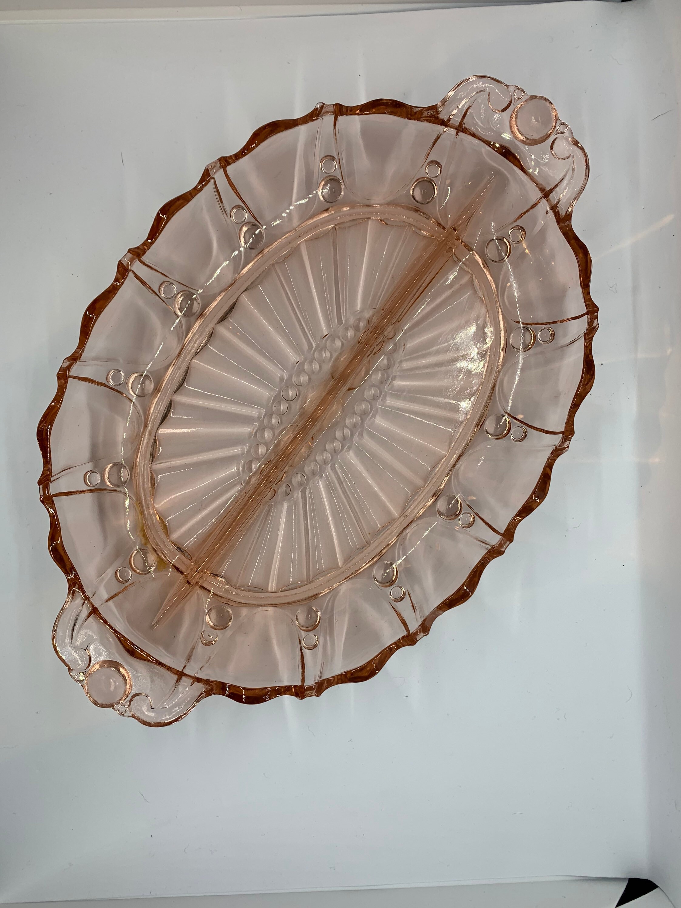 Plateau rose vintage divisé au centre - Etsy France