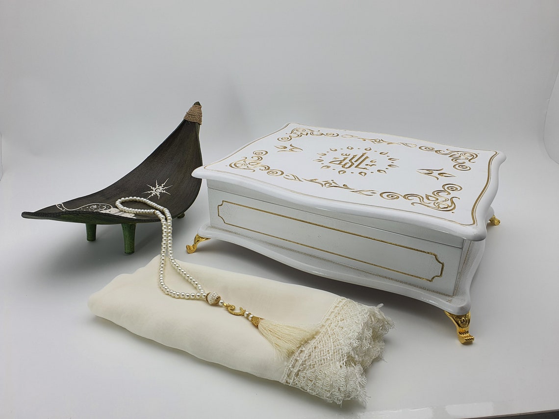 Gift Quran Wooden Box Set Personalization Rosary Bookmark | Etsy