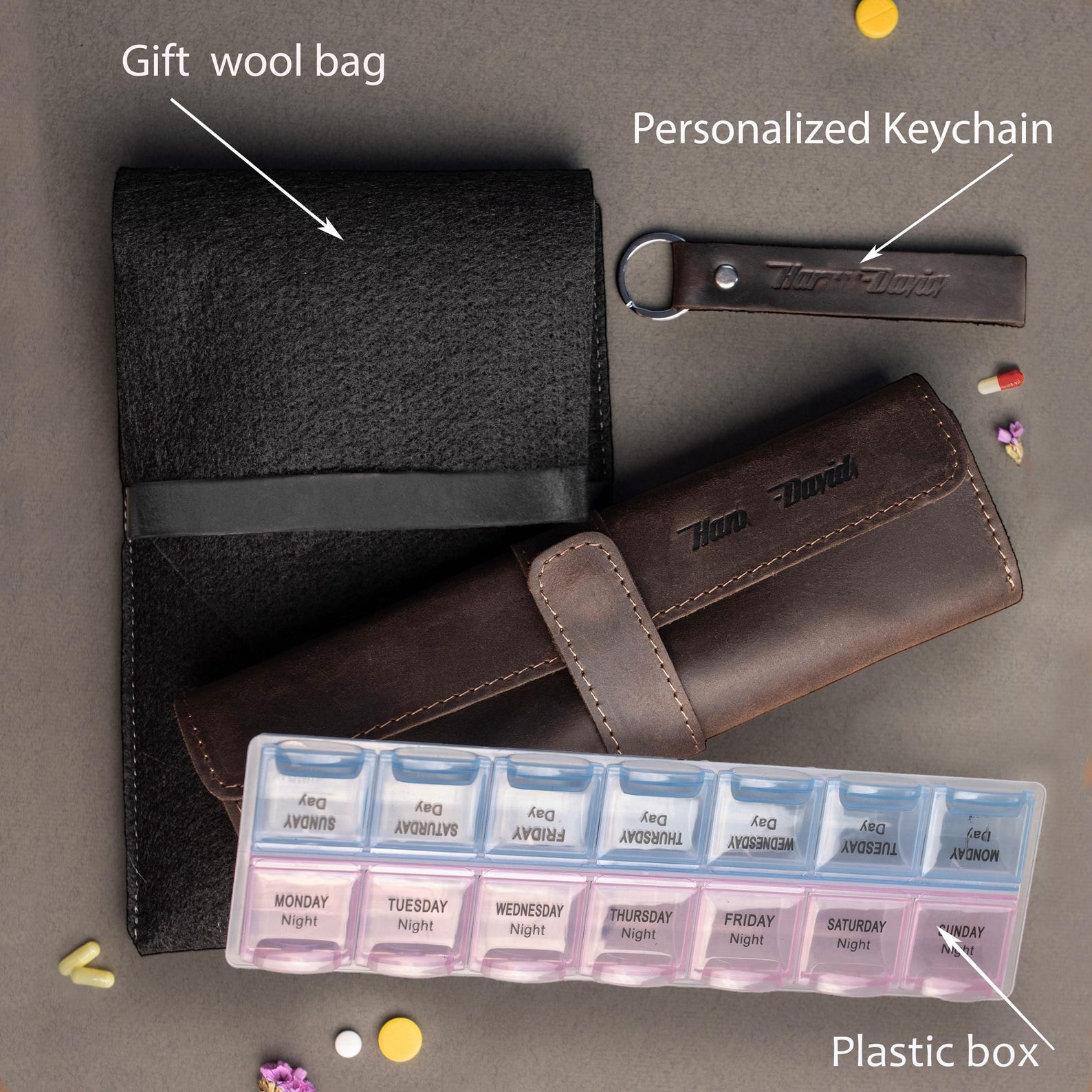 Custom Leather Medicine Wallet, Personalized Pill Holder, Travel Pill ...
