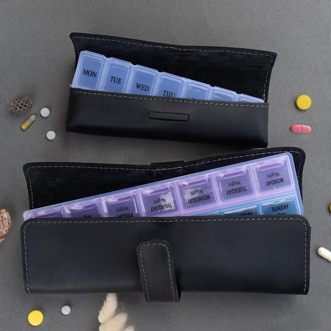Custom Leather Medicine Wallet, Personalized Pill Holder, Travel Pill ...