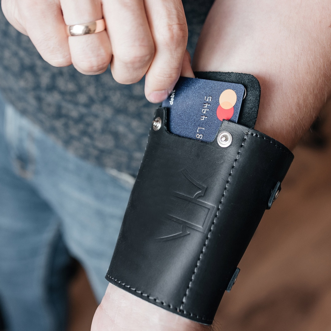 Personalized Leather Arm Wallet Cuff - Unique Father's Day Gift ...