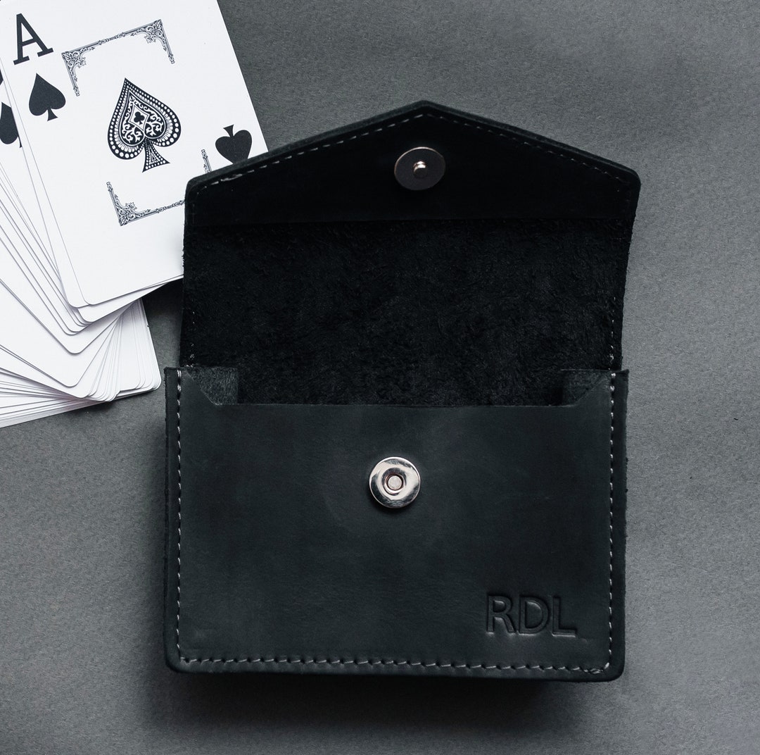 Portable Leather Playing Card Case With Secure Snap Closure A ...