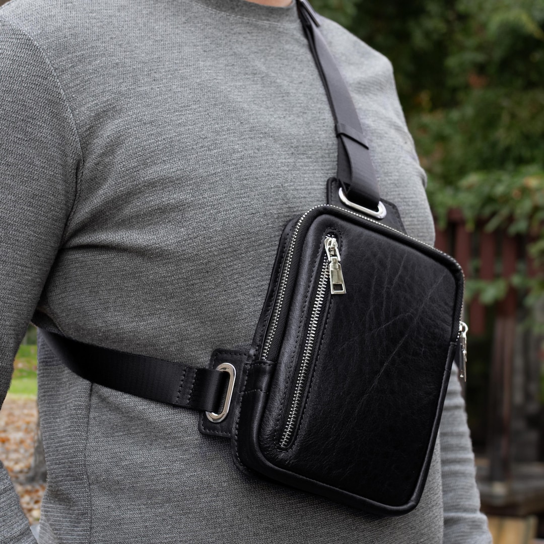 Personalized Leather Crossbody Pouch, Customizable Fanny Bag, Sleek ...