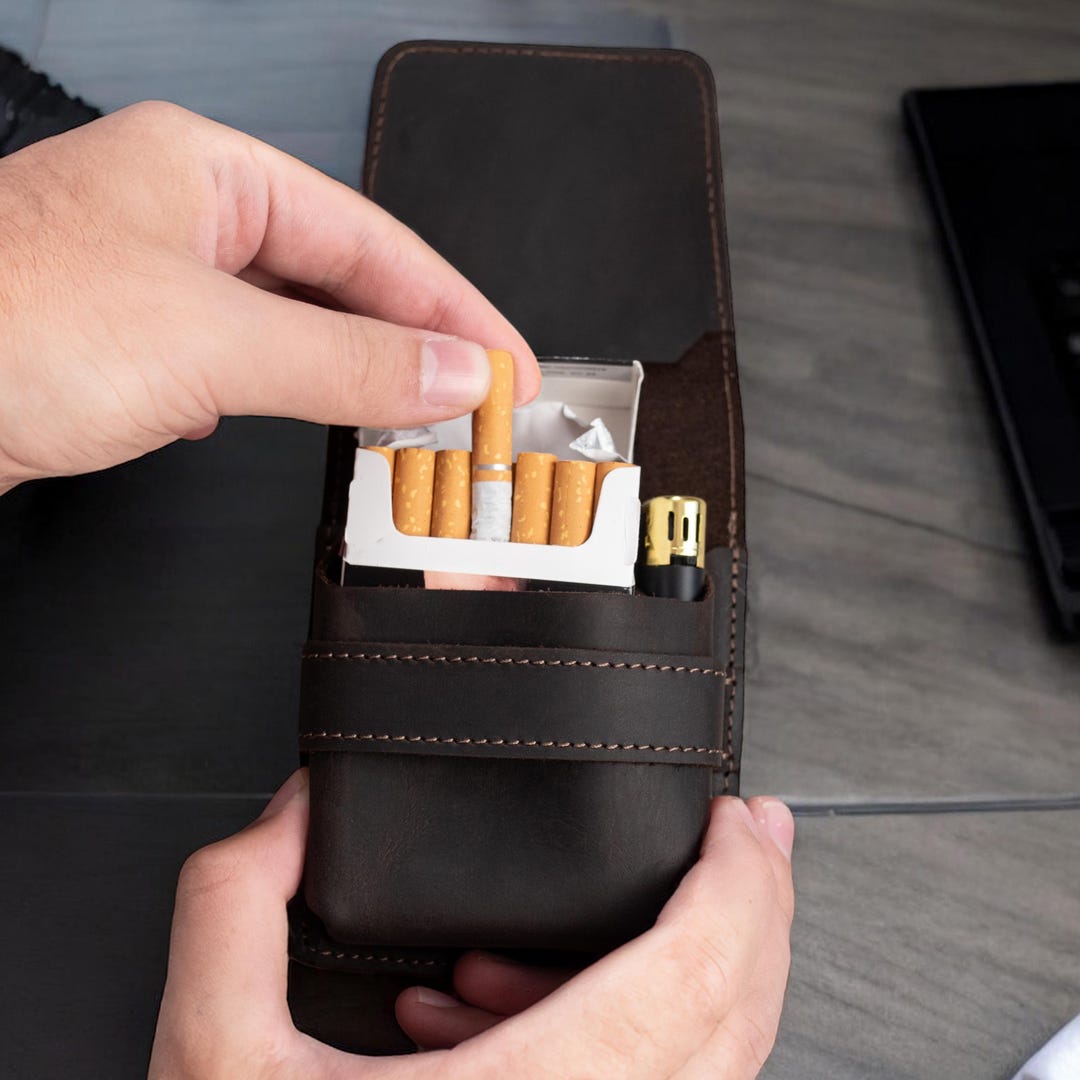 Leather Cigarette Pouch, Customizable Lighter Holder, Personalized ...