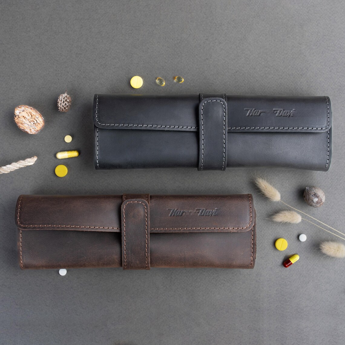 Custom Leather Medicine Wallet, Personalized Pill Holder, Travel Pill ...
