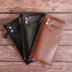 Personalized Leather Long Wallet With Chain - Slots for Cash & Cards ...