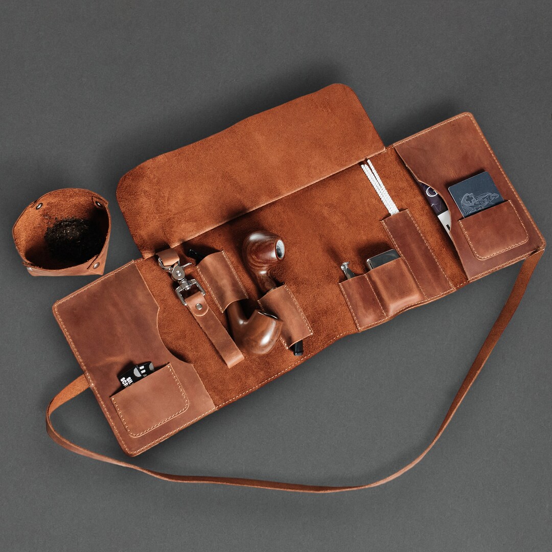 Handcrafted Leather Pipe Smokers Set Case - Perfect Tobacco Smokers ...