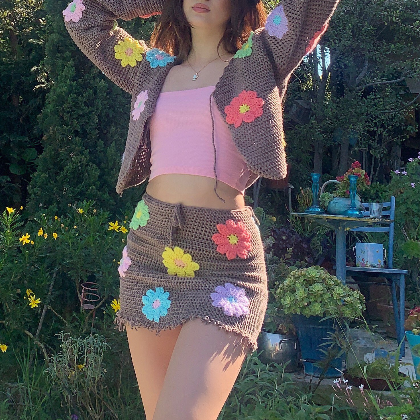 Flower crochet mini skirt | Etsy
