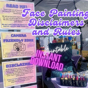 FACE PAINTING Disclaimers and Rules Digital Us Letter Size Pdf. and Png ...