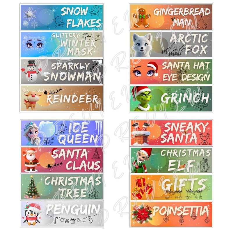Christmas, Winter Holiday Face Paint Word Menu: 36 Designs, Choice ...