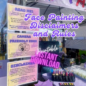 Face Painting Disclaimer and Rules, Printable Signs (PDF & PNG) - Etsy