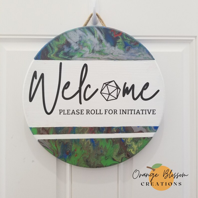 Custom D20 Welcome Sign Geek Welcome Sign Poured Acrylic - Etsy