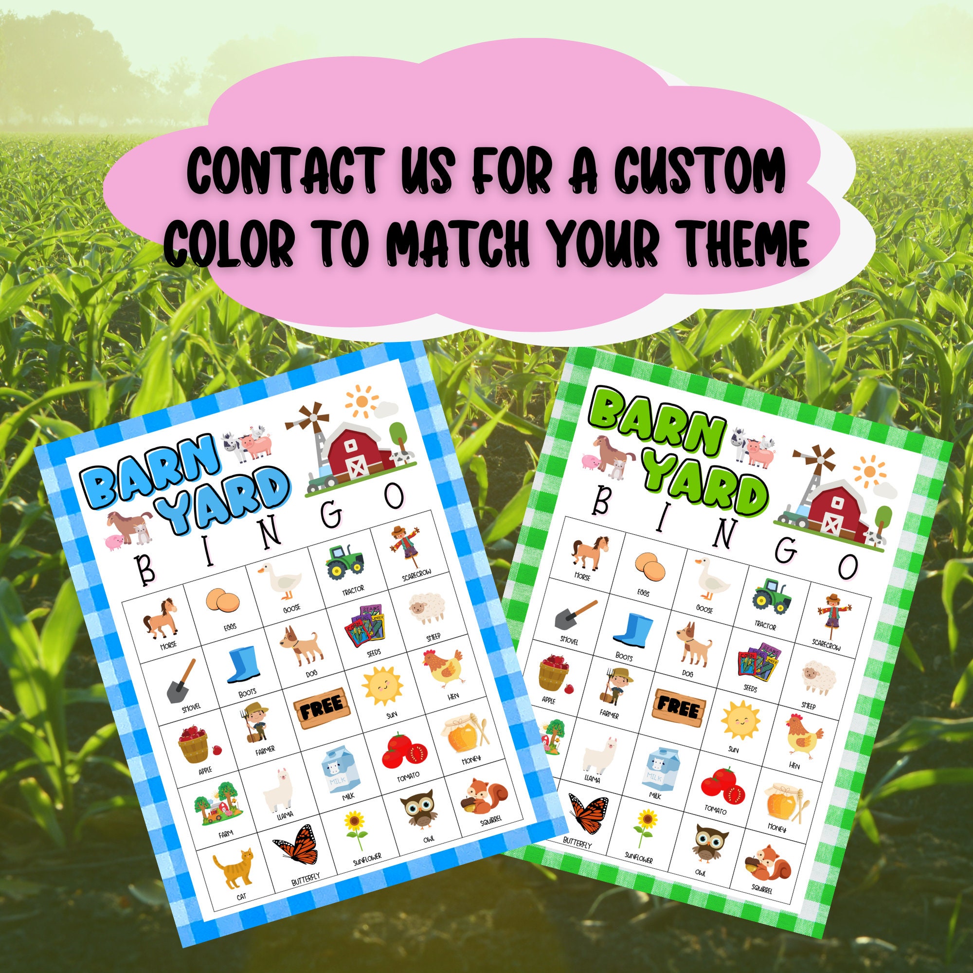 Barnyard Bingo Printable Game Instant Download Children's Party Game ...