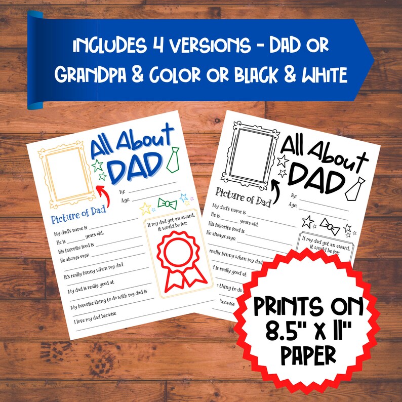 All About Dad Interview Printable | All About Grandpa | All About My ...