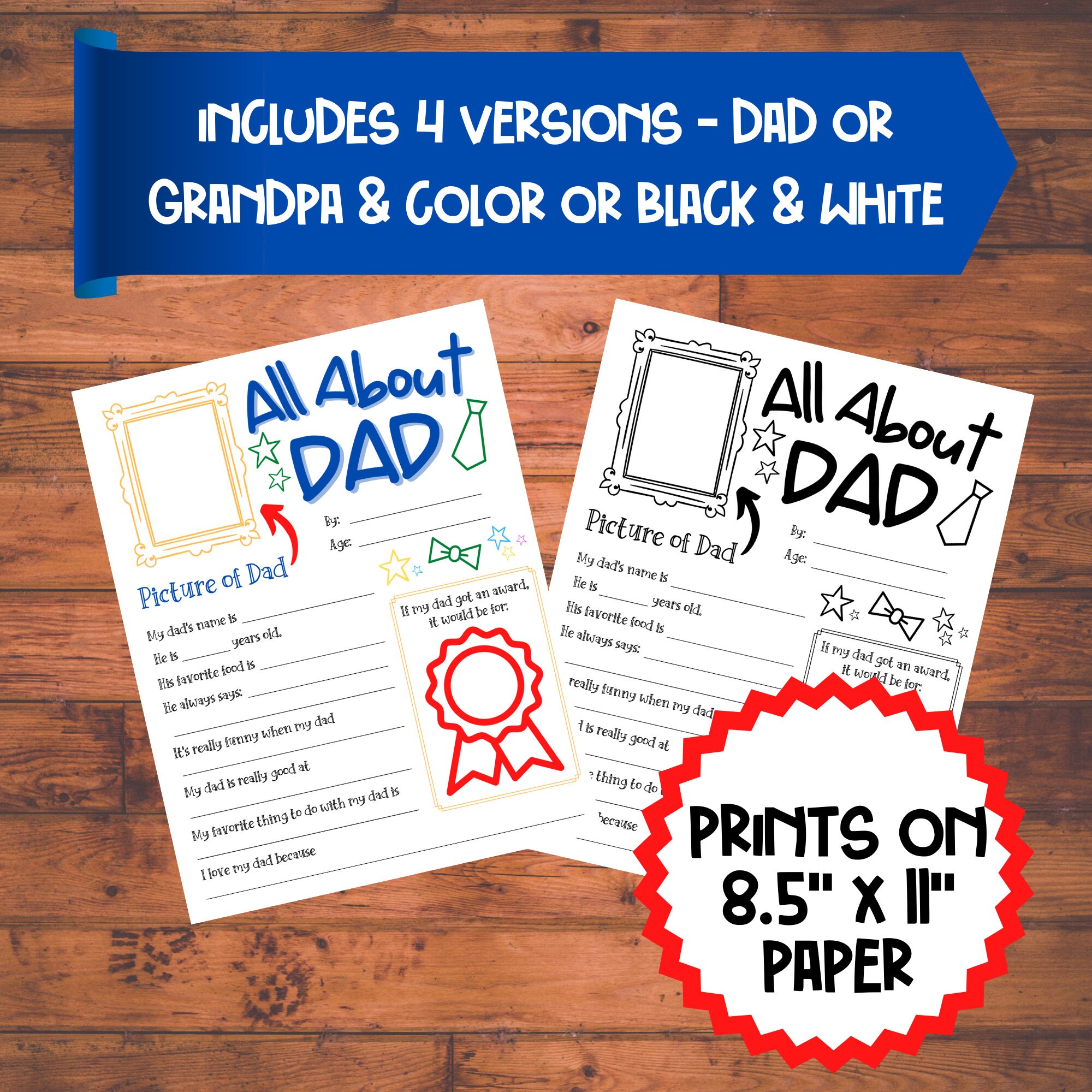 All About Dad Interview Printable | All About Grandpa | All About My ...