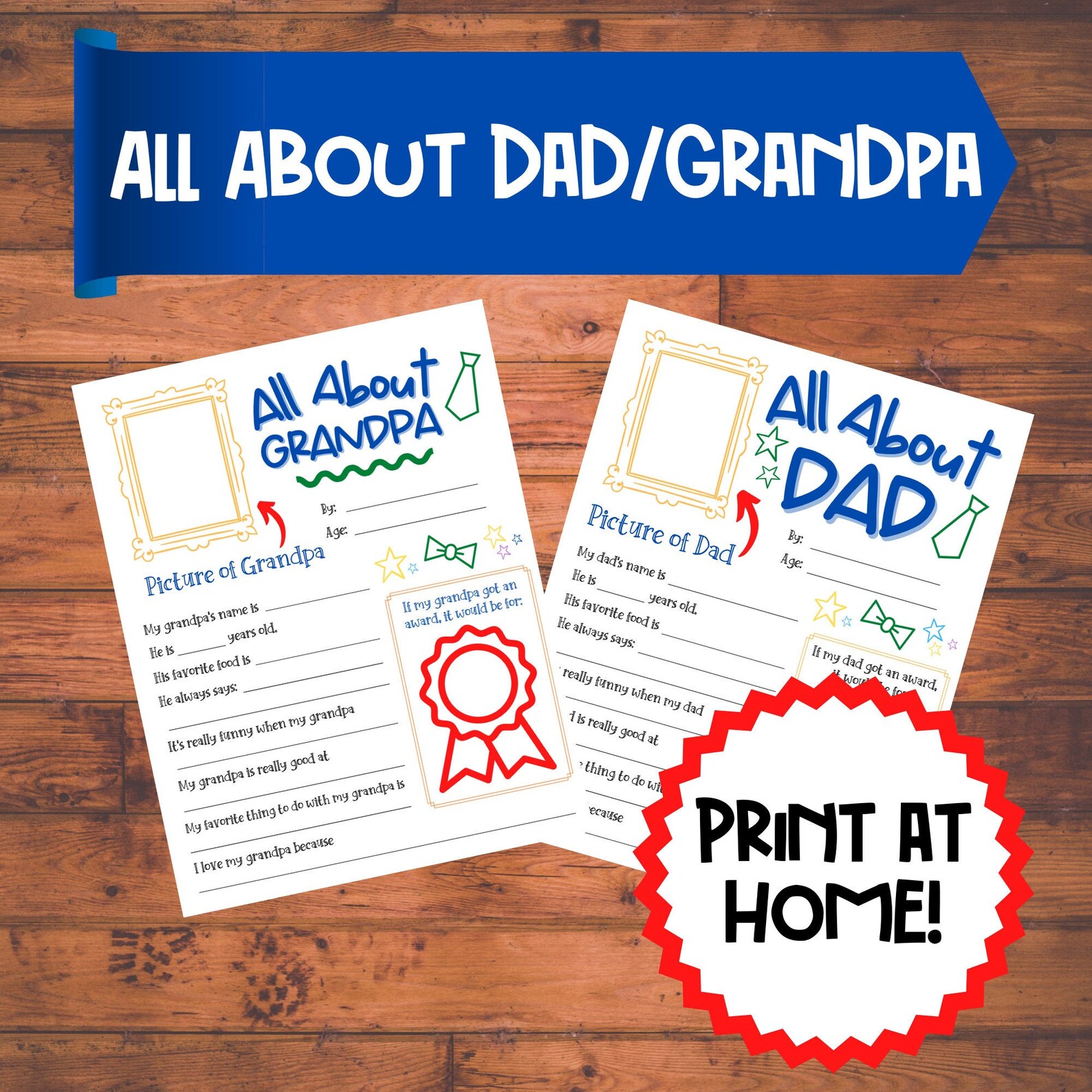 All About Dad Interview Printable All About Grandpa All About My ...