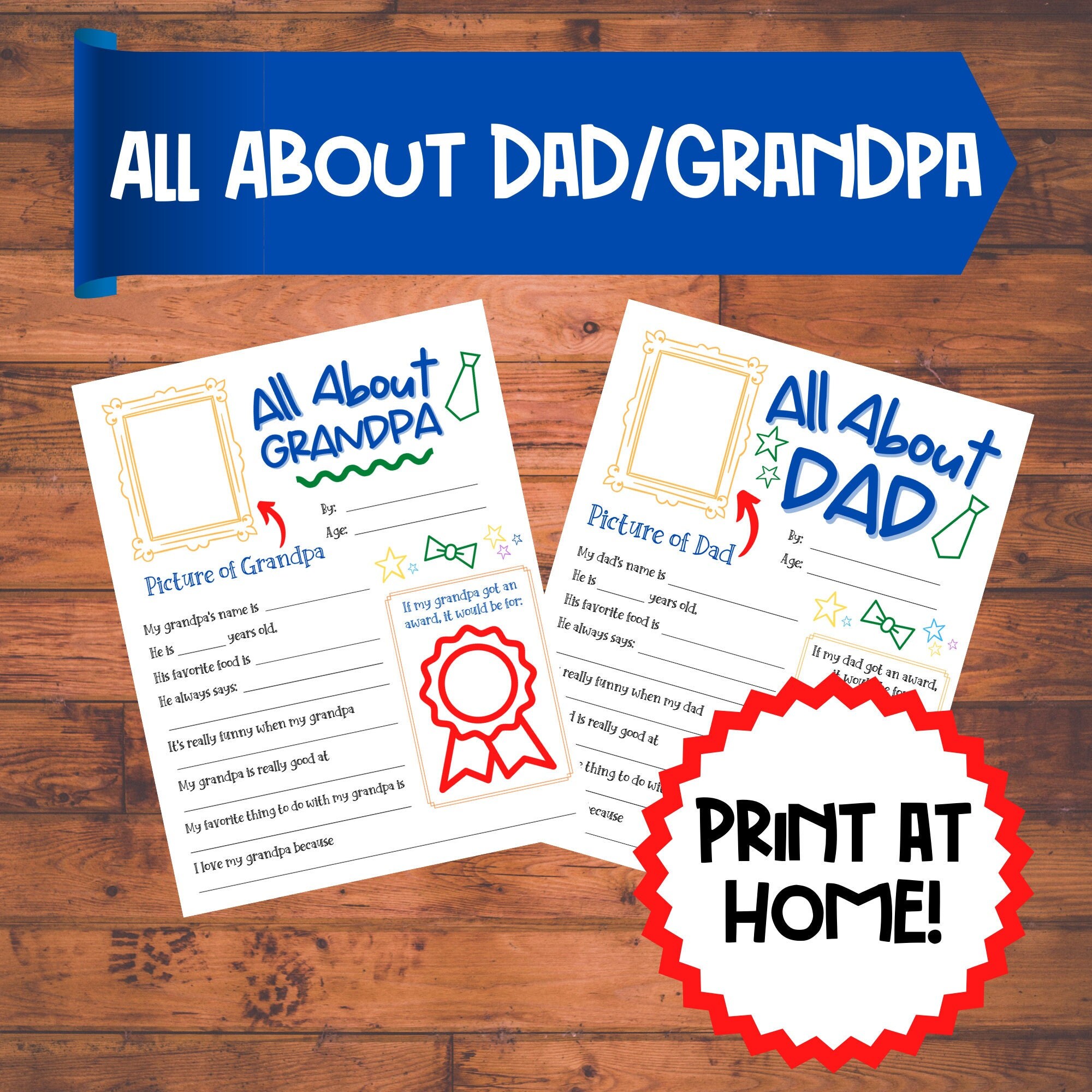All About Dad Interview Printable | All About Grandpa | All About My ...
