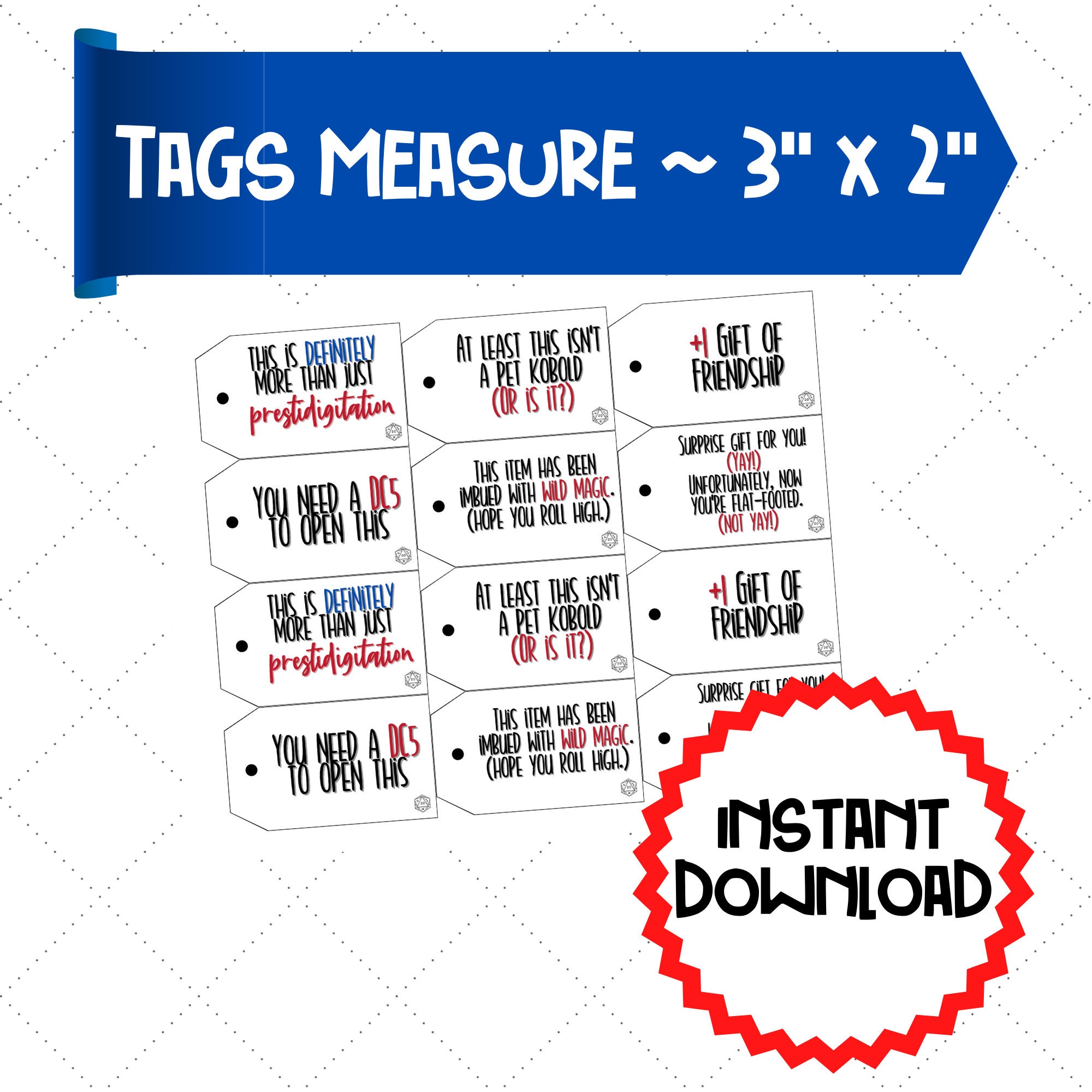 Geeky Printable Gift Tags - 6 Different Designs | Dnd Gift Tags ...