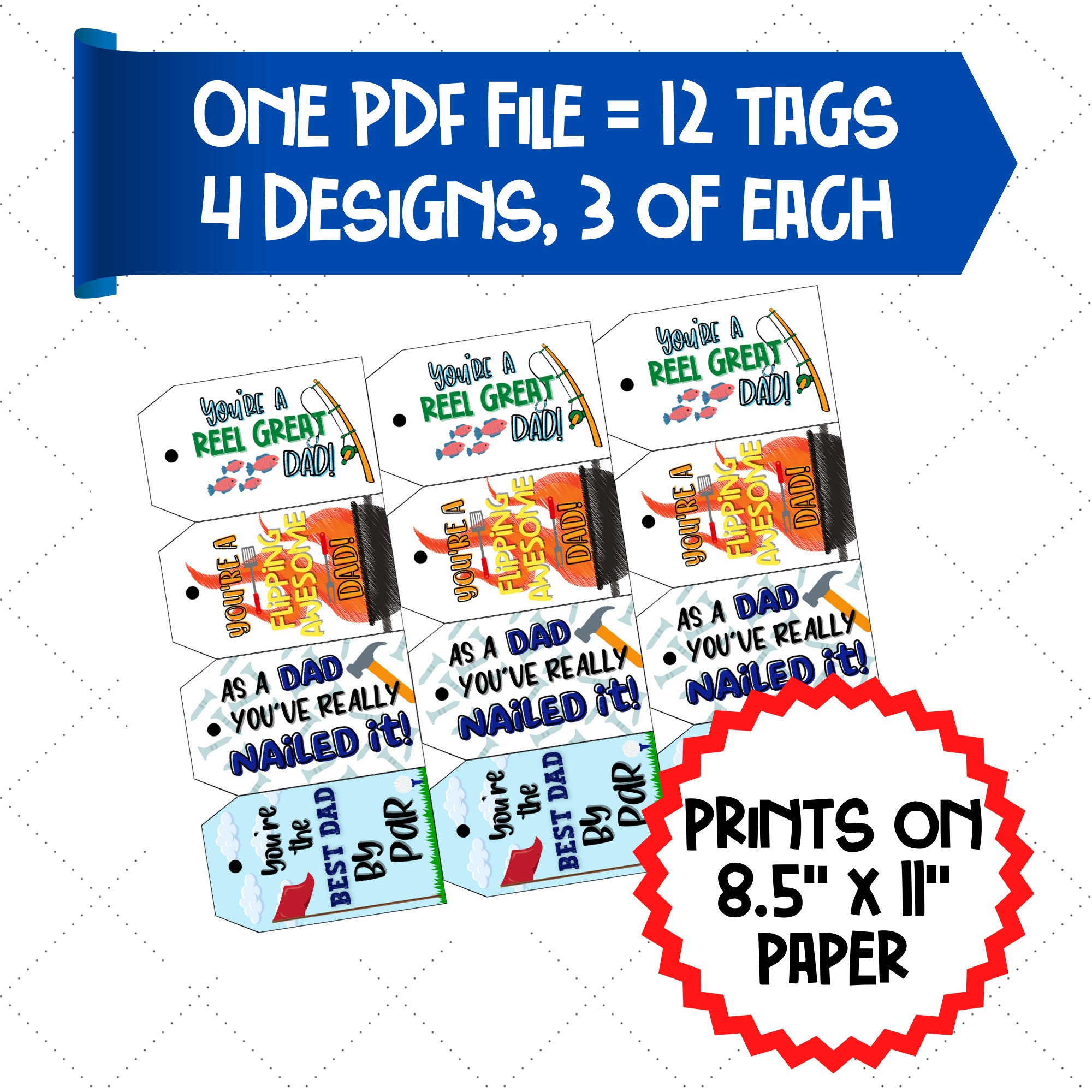 Father's Day Printable Gift Tags - 4 Different Designs | Instant ...