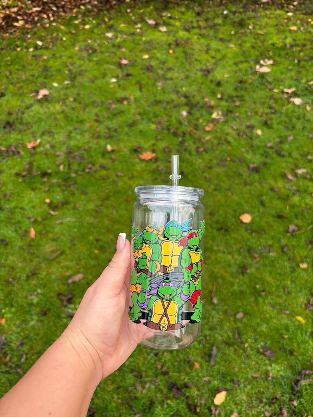 Teenage Mutant Ninja Turtles Inspired Glass Can | TMNT Cartoon Cup With ...