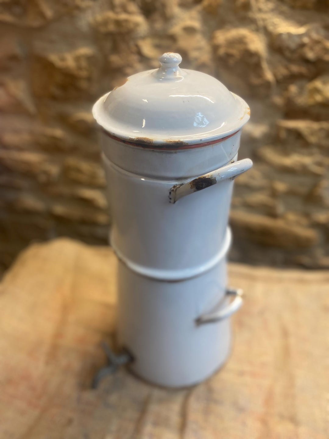 Vintage Antique French Enamel Coffee Pot Cafeteria With Tap - Etsy