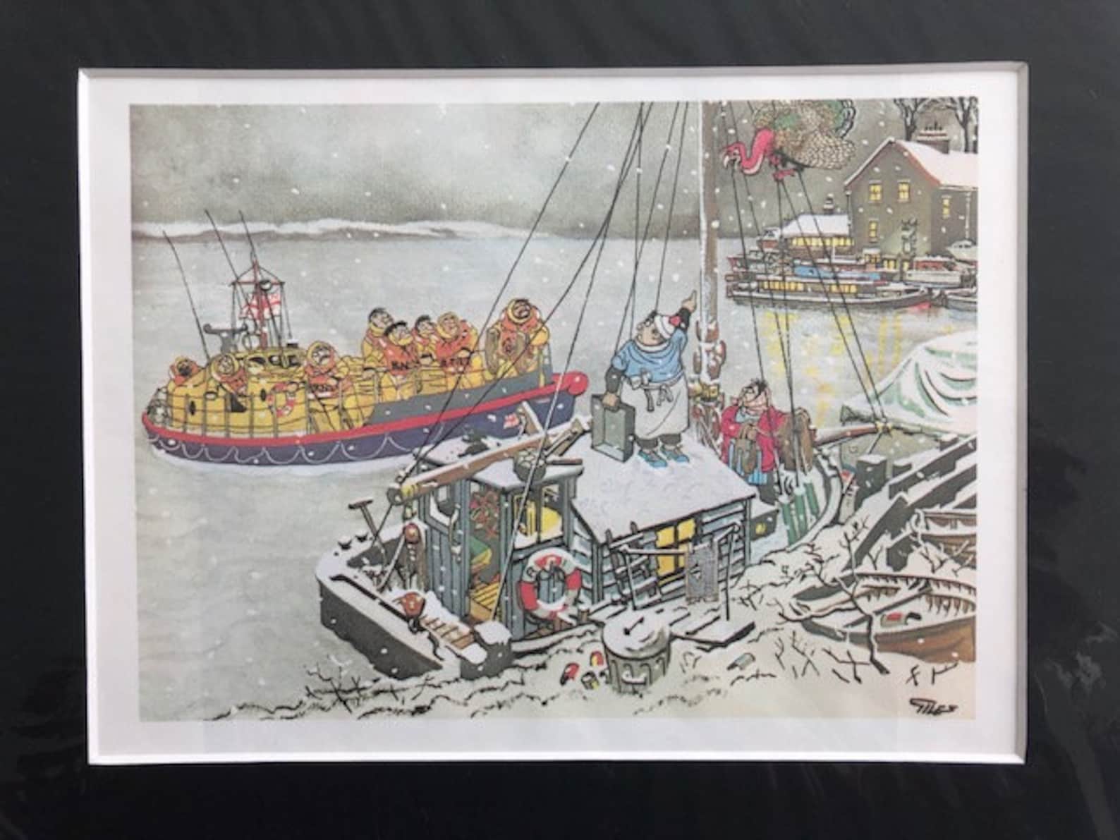 Humorous Vintage Original 1990 Giles RNLI Cartoon, Mounted/matted ...