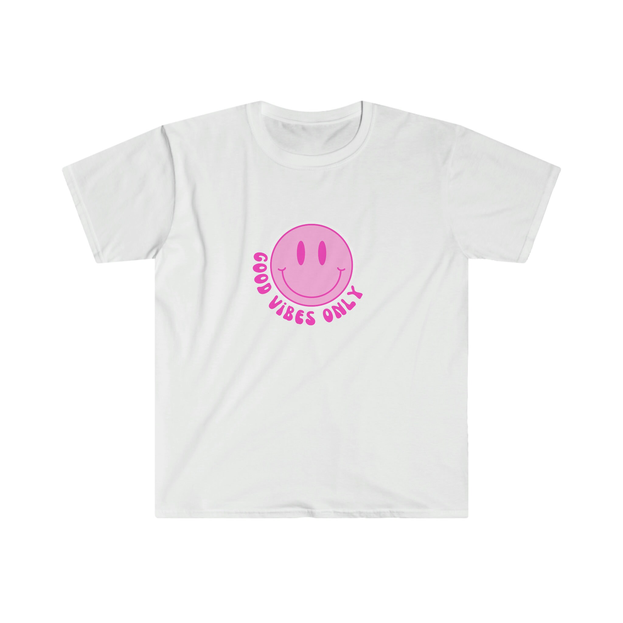 Good Vibes Only Neon Pink Smiley T-shirt-smiley Tee Shirt-soft Shirt ...