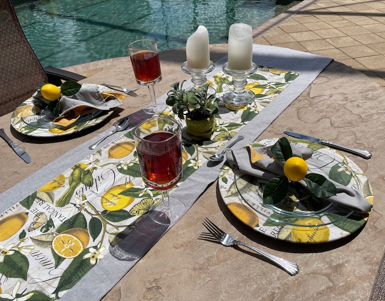 Lemon Linen Dinner Set, Napkin, Napkin Ring, Charger Plate Cover and ...