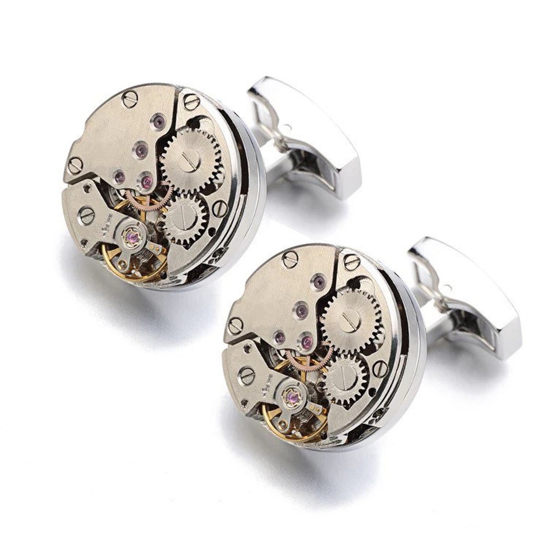 Platinum Watch Mechanism Cufflinks Mens Cufflinks Suit Cufflinks ...