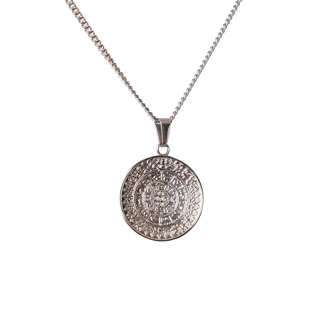 Silver Coin Pendant Chain Mens Buddha Gong Chain - Etsy