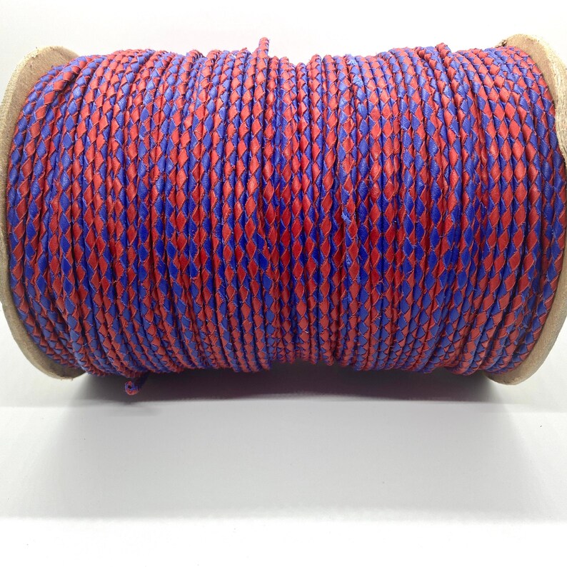4mm Red and Blue Dual-Tone Braided Leather Cord for Jewelry - Etsy.de