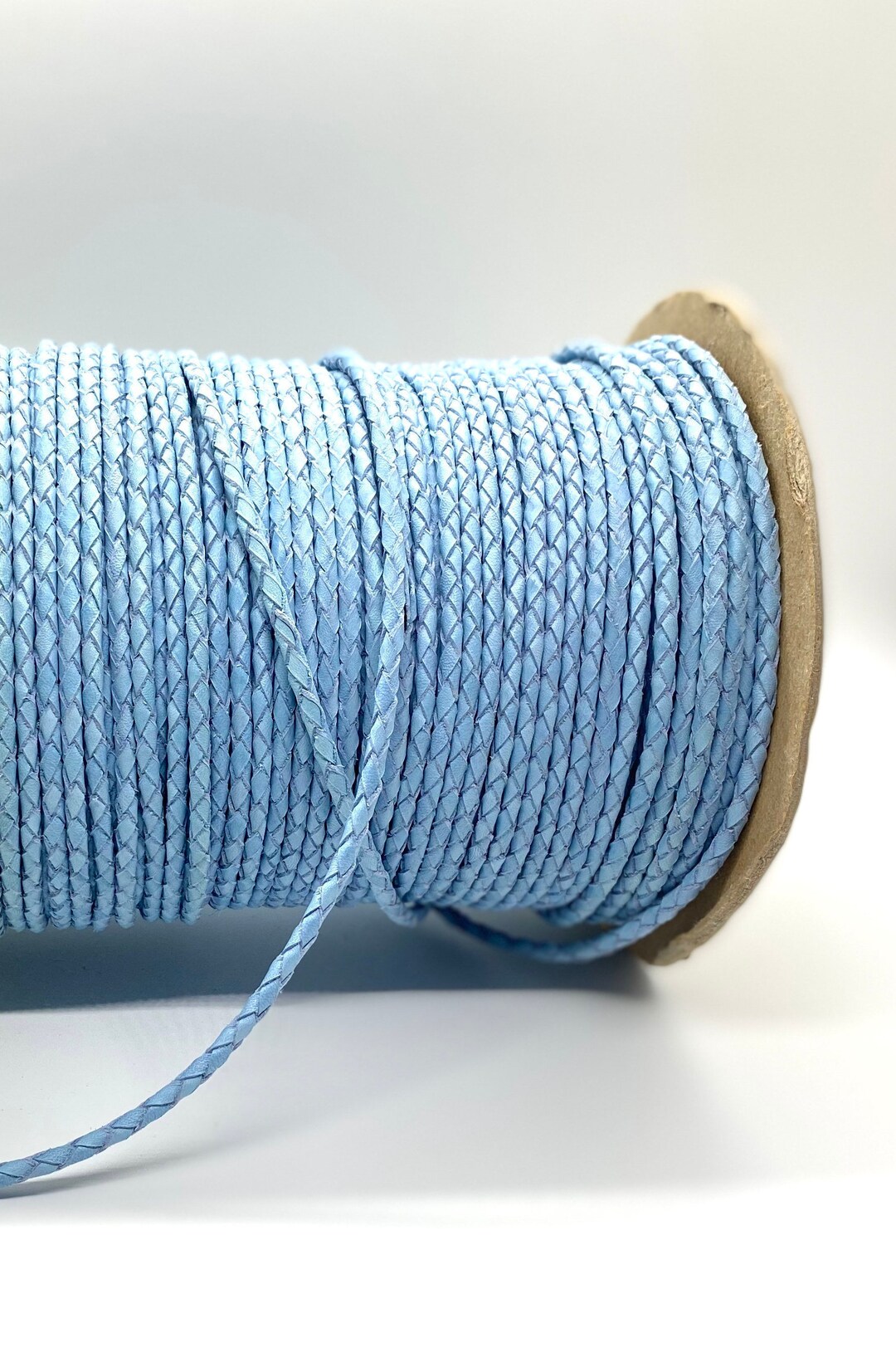 4mm Light Blue Braided Leather Cord for Jewelry, Leather Cord for ...