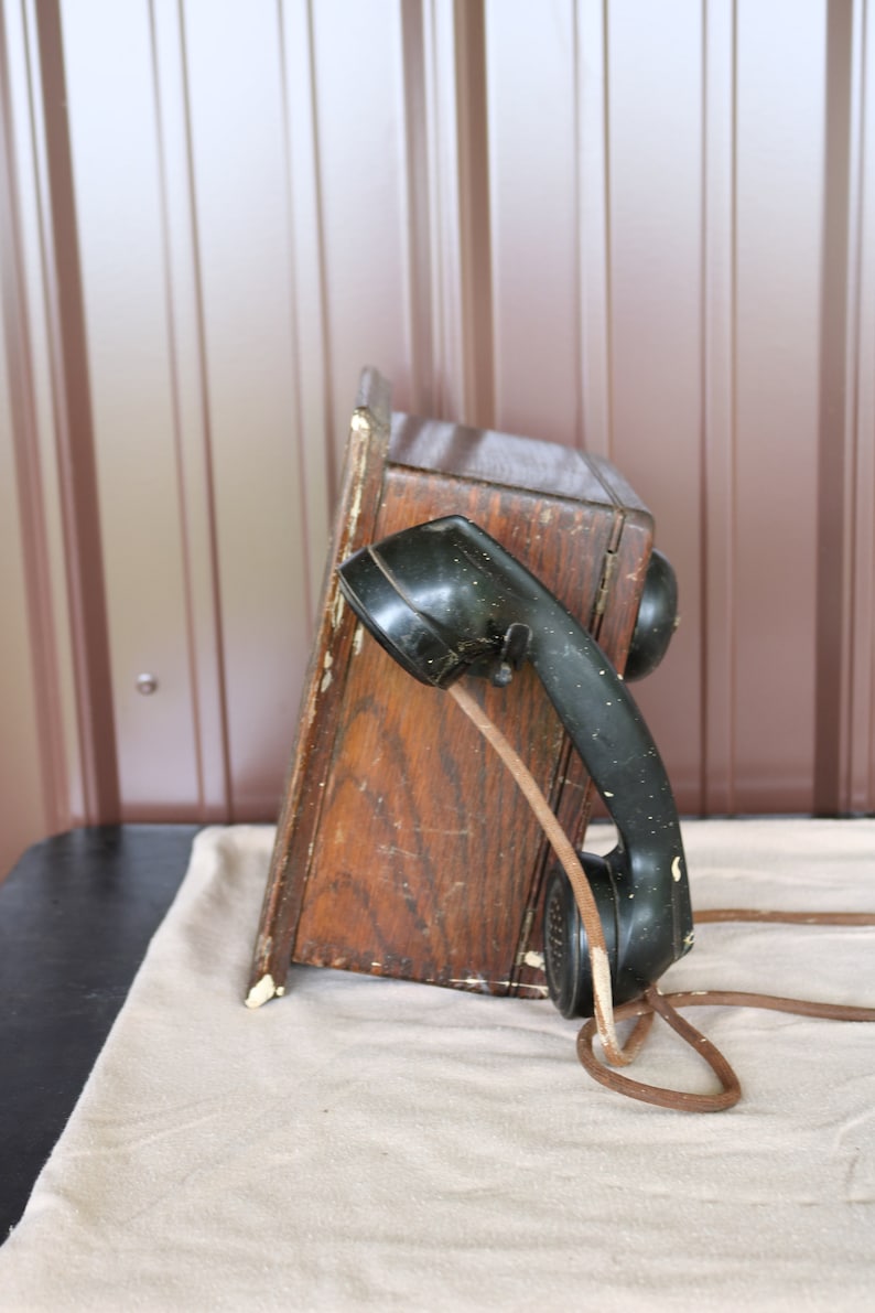 Vintage Antique Oak Wall Telephone - Etsy