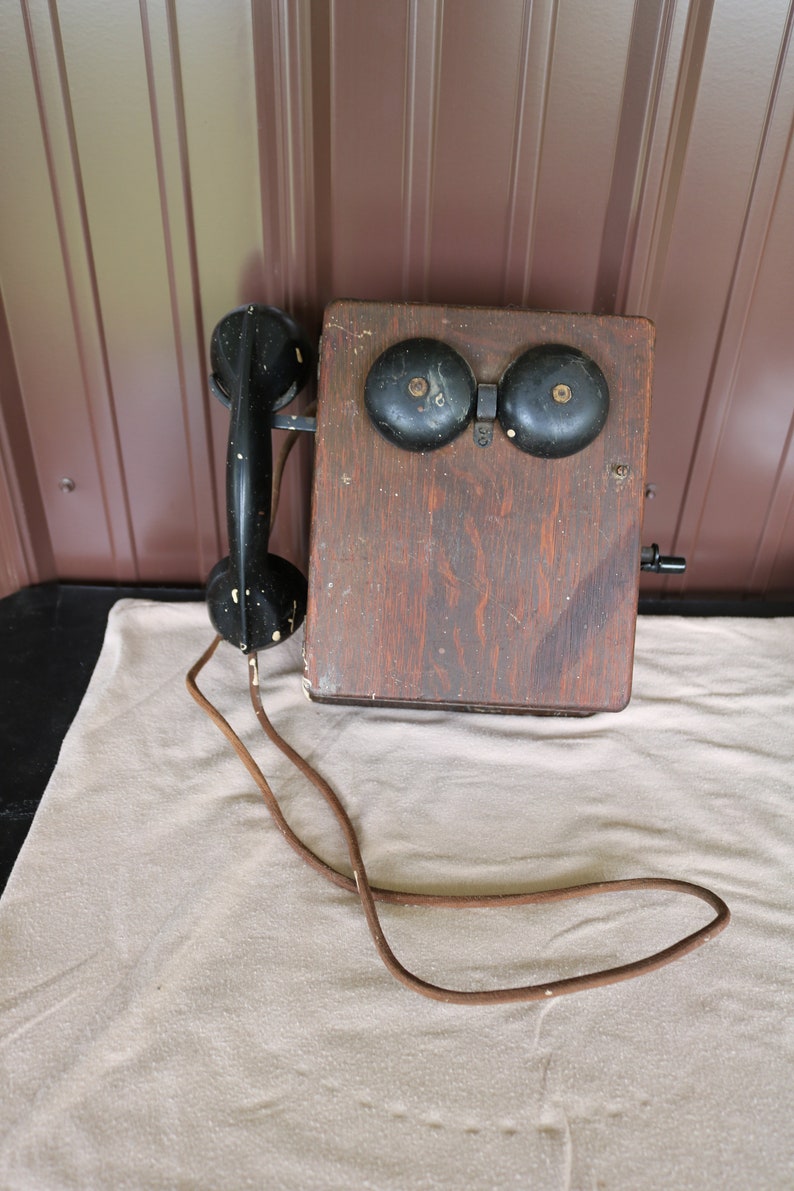Vintage Antique Oak Wall Telephone - Etsy
