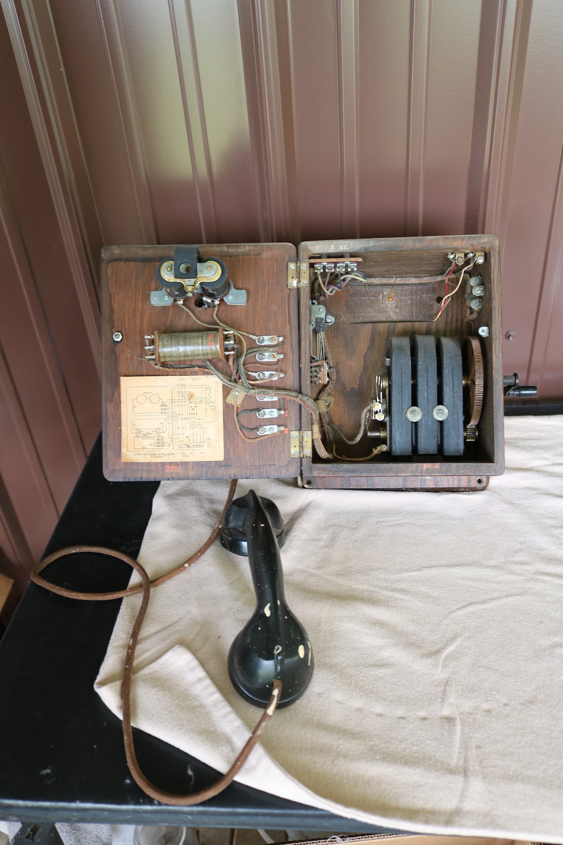 Vintage Antique Oak Wall Telephone - Etsy