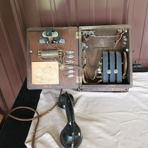 Vintage Antique Oak Wall Telephone - Etsy
