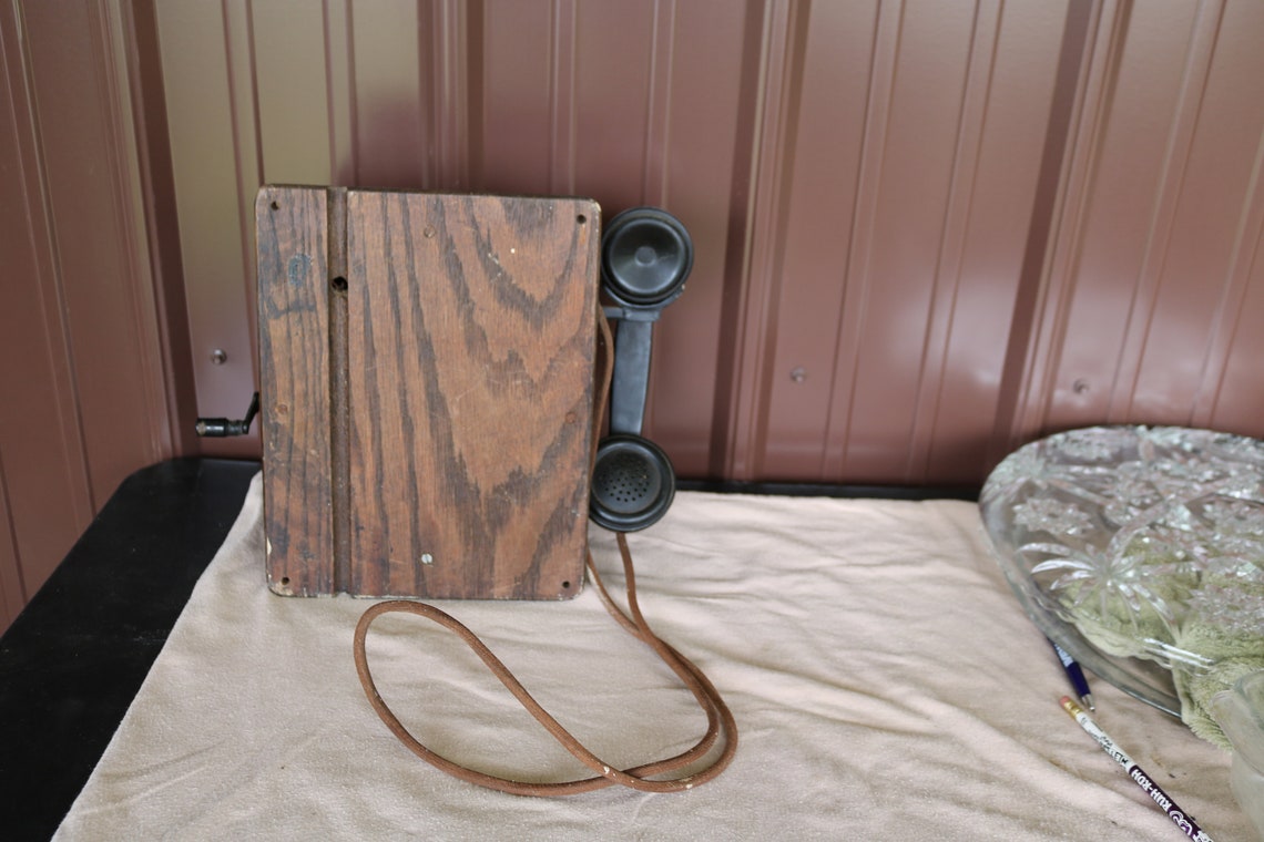 Vintage Antique Oak Wall Telephone - Etsy