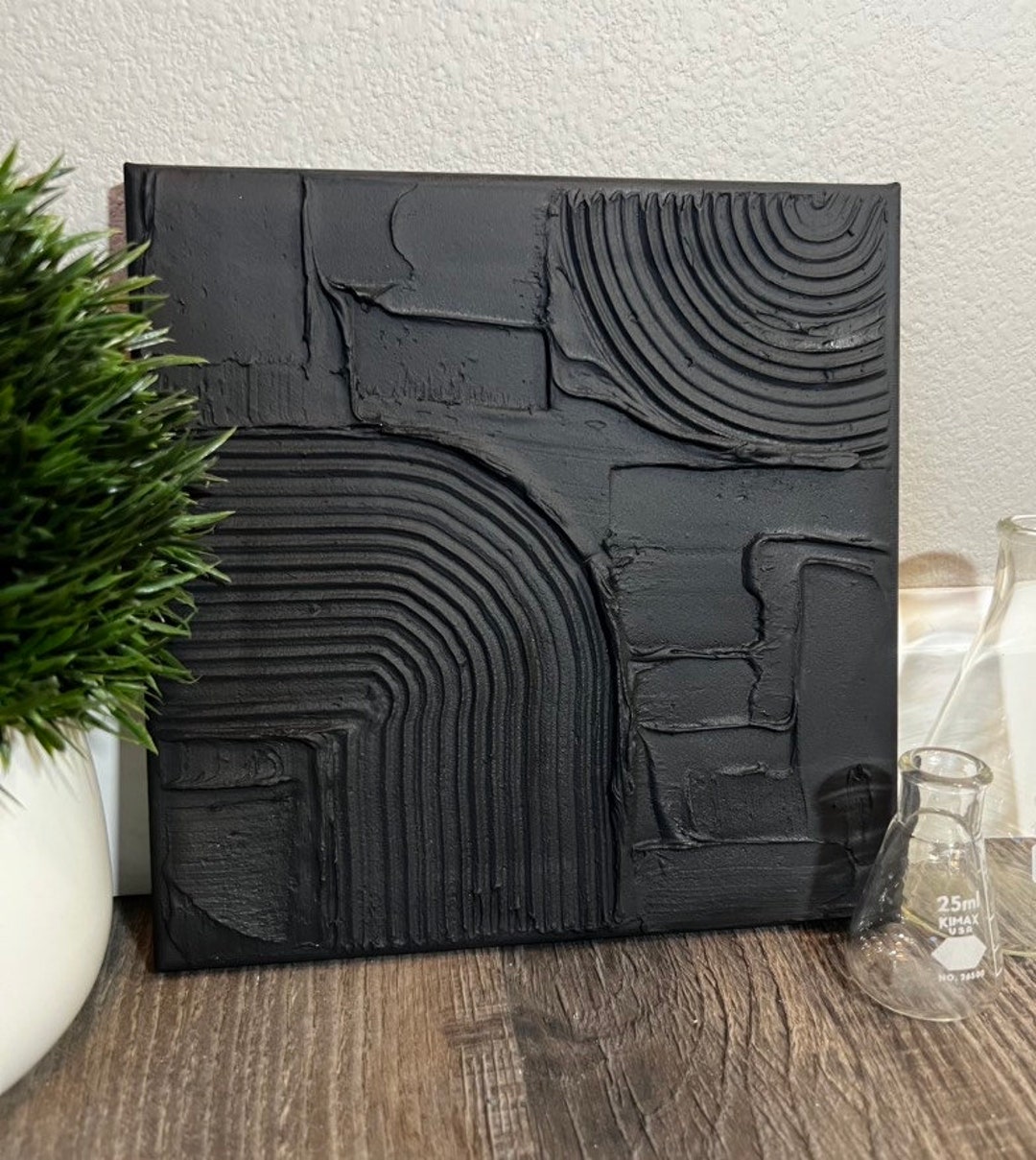 Abstract Black Spackle on Canvas Textured Artwork - Etsy