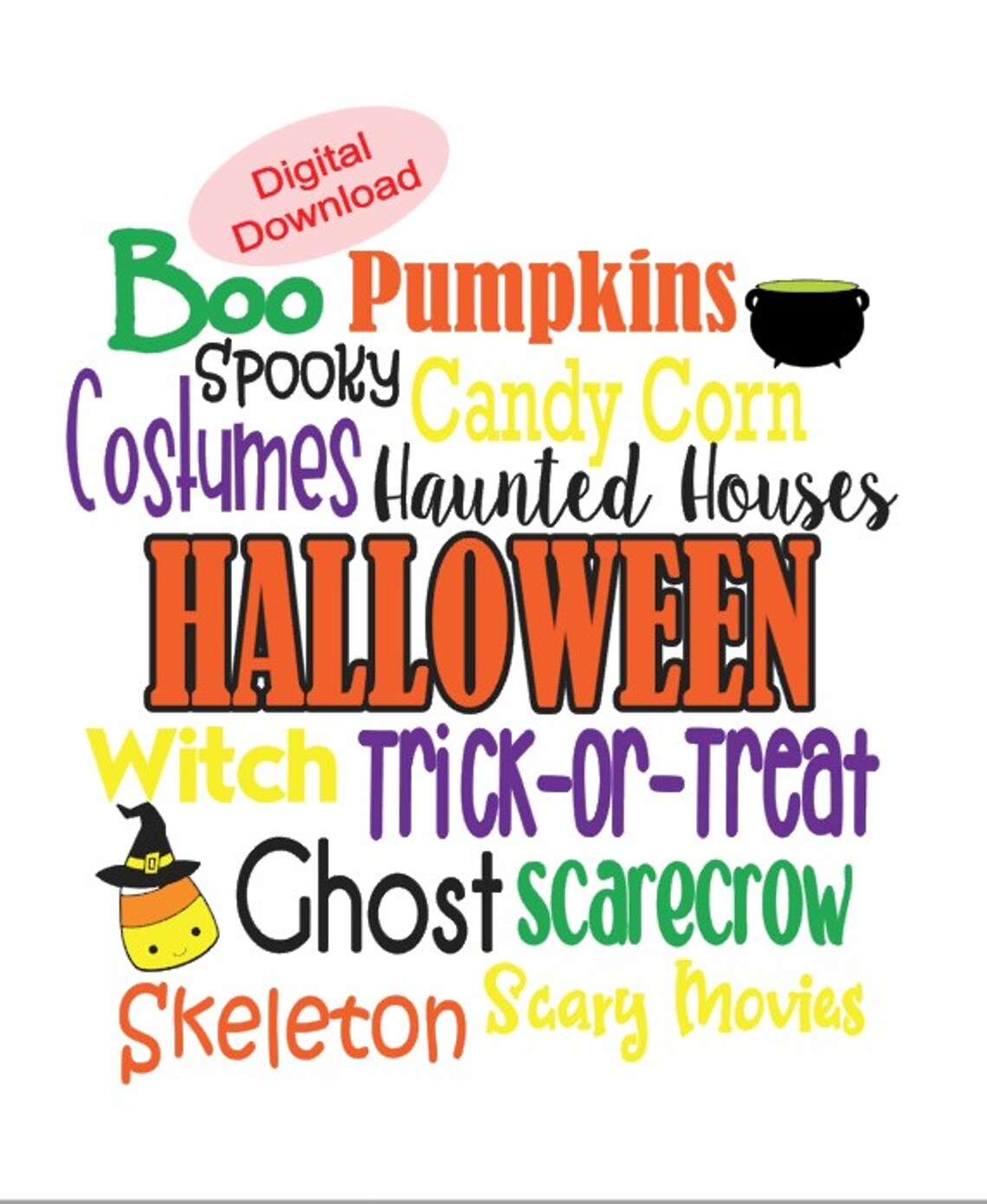 Halloween Word Art SVG Subway Art SVG Scary Decor - Etsy