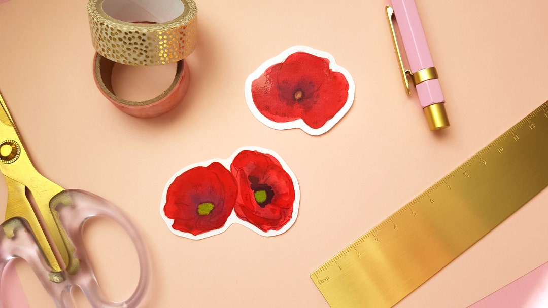 Vinyl Poppy Sticker // Glossy Finish // Decoration // Planner, Bullet ...