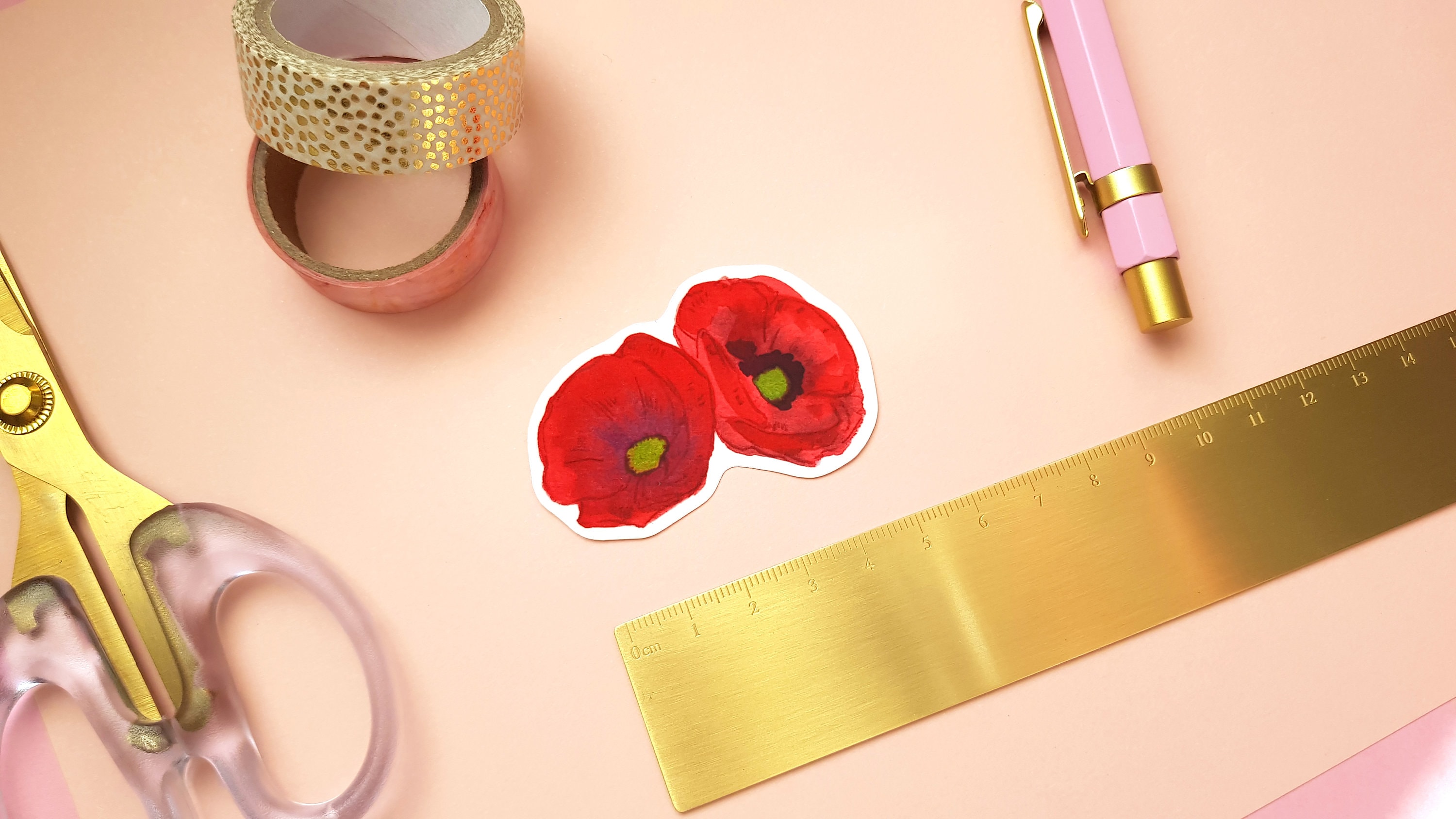 Vinyl Poppy Sticker // Glossy Finish // Decoration // Planner - Etsy UK