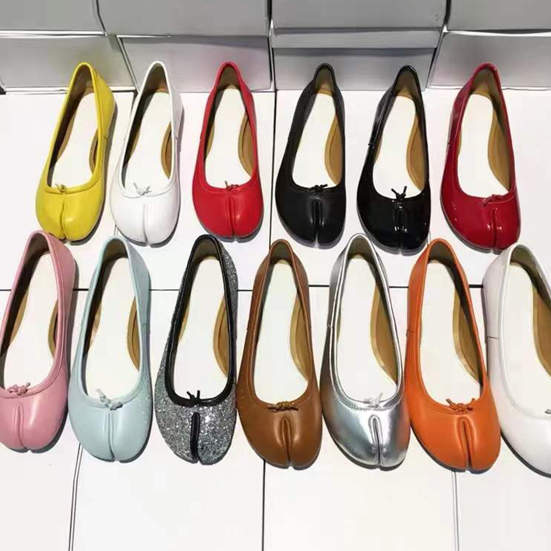 Tabi Split-toe Flats, Tabi Leather Flats, Women Leather Tabi Ballet ...