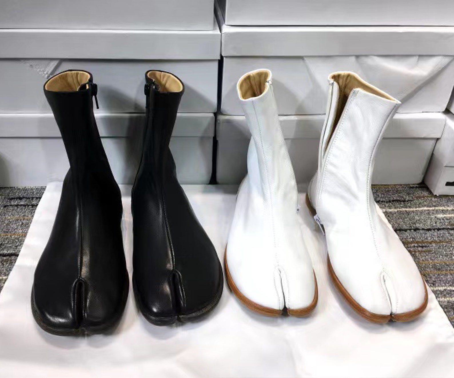 Tabi Split-toe Leather Boots Tabi Split-toe Cowhide Leather - Etsy