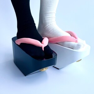 24.5 CM Geta Wooden Sandals, Black / White Color , Pink Strap - Etsy