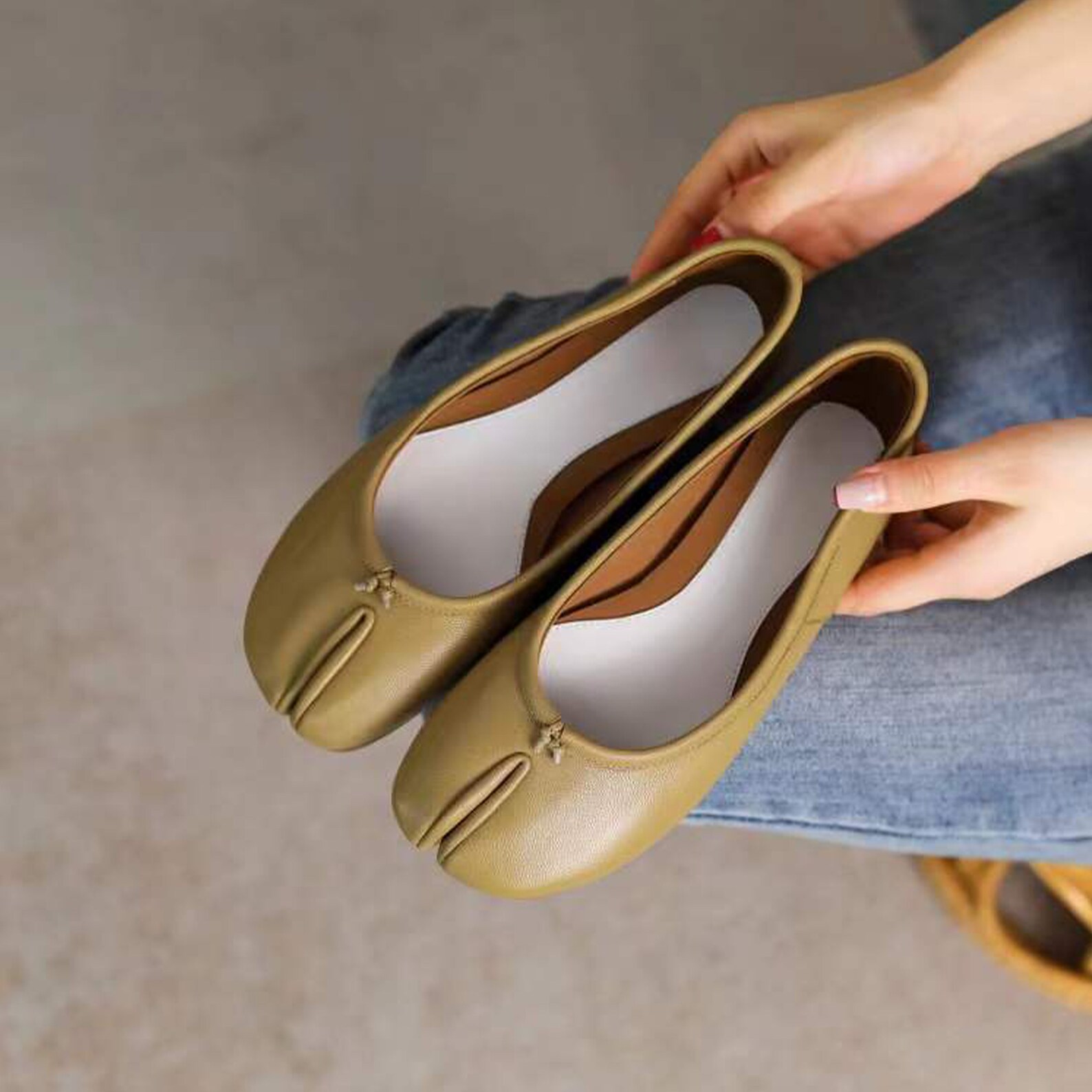 Tabi Split Toe Shoes Sheepskin Tabi Flats Shoes Women Tabi - Etsy