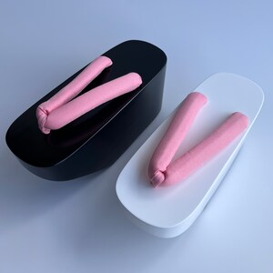 24.5 CM Geta Wooden Sandals, Black / White Color , Pink Strap - Etsy