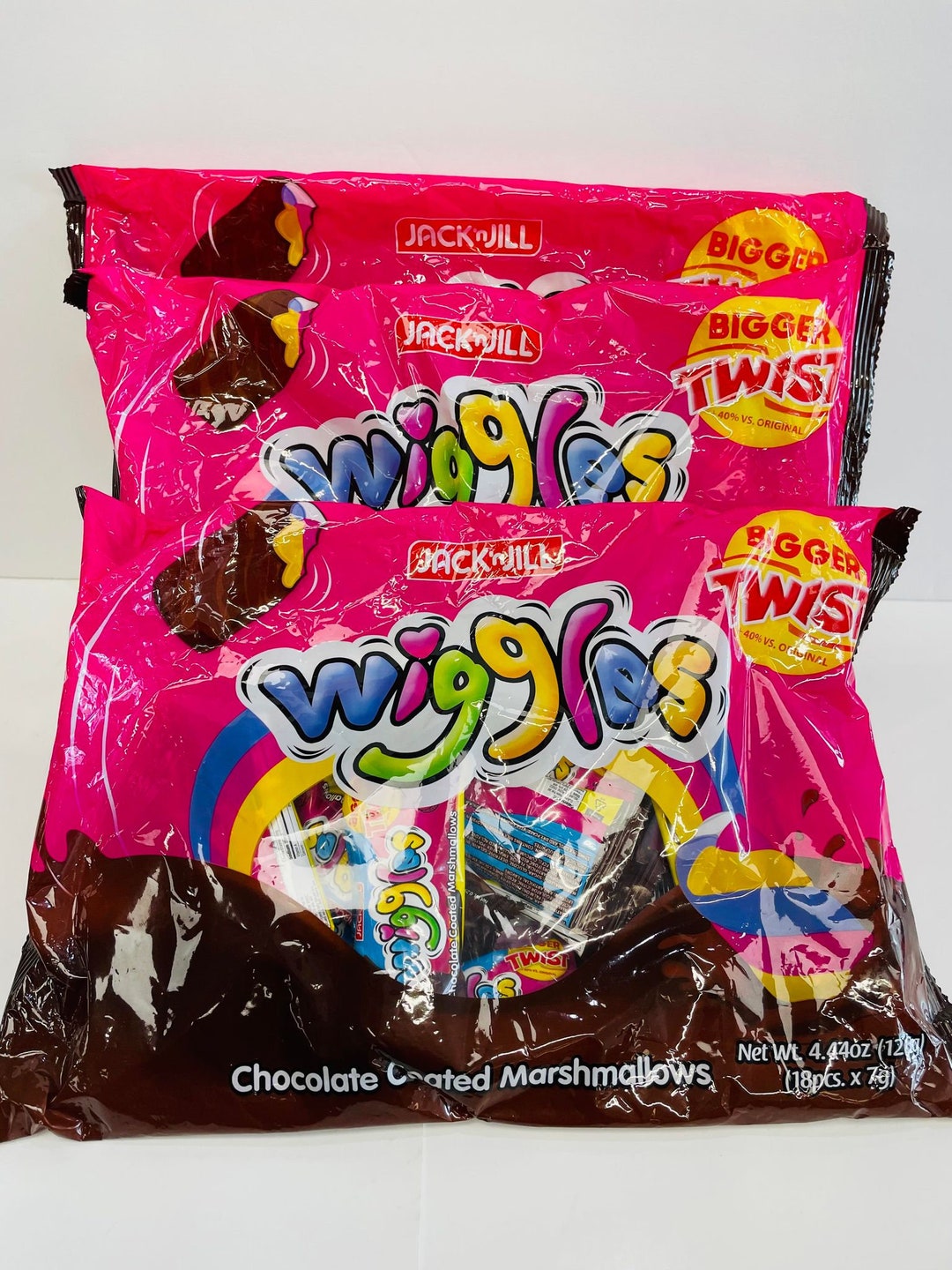 Jack N Jill Wiggles Chocolate Coated Marshmallow Twist X 3 Bags 18 Pcs ...
