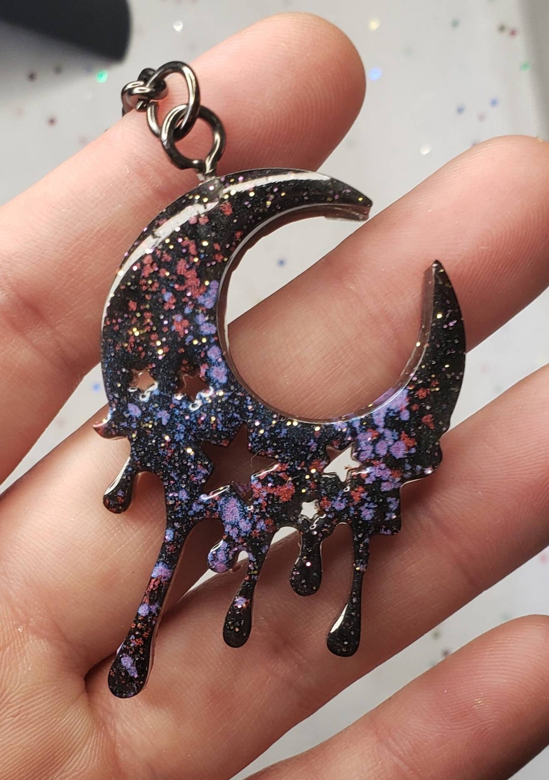 Drippy Moon Keychains - Etsy